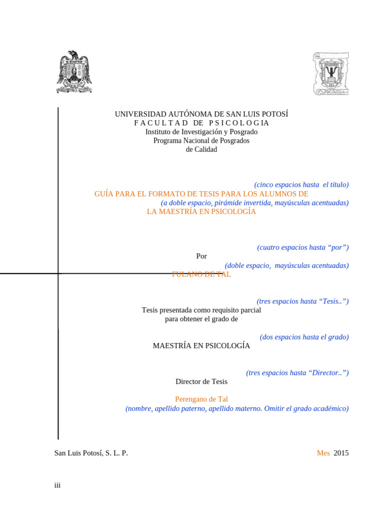 Guía Formato Tesis Maestría Psicología | PDF | Puntuación | Serif