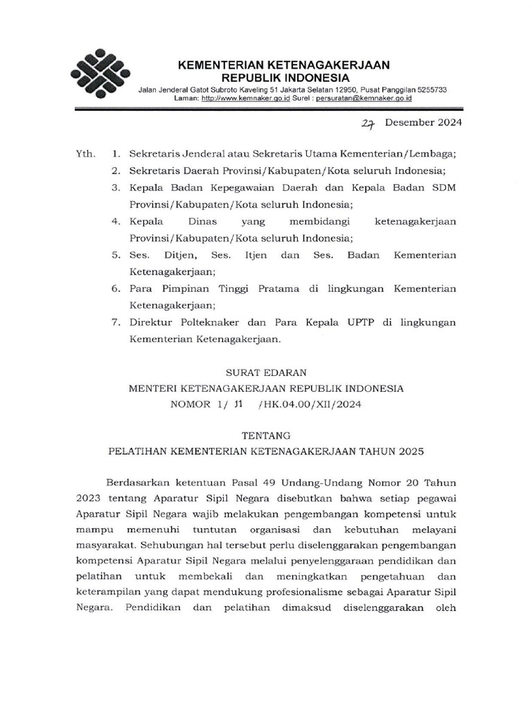 Se Pelatihan Kemnaker 2025 | PDF