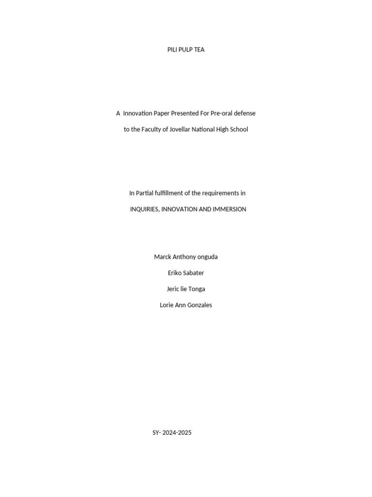 Pili Pulp Tea-Wps Office | PDF | Nut (Fruit) | Nutrition