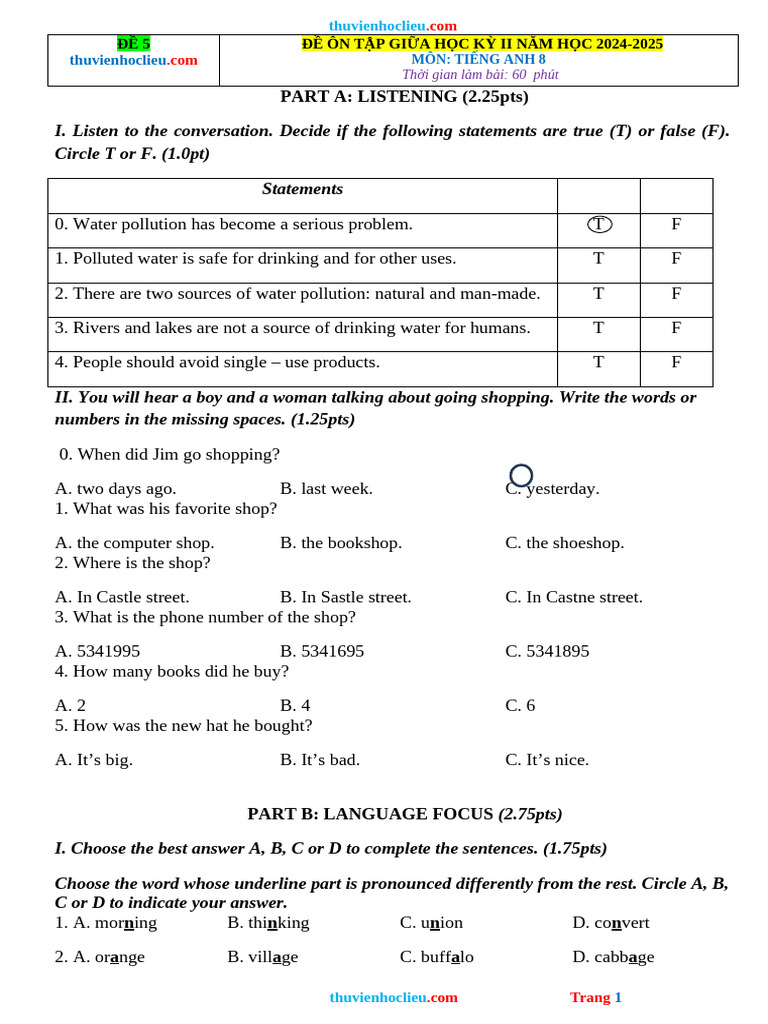 ĐỀ 5 GK2 | PDF | Convenience Store | Storms