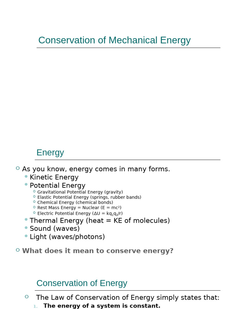 Understanding Mechanical Energy Conservation | PDF | Potential Energy | Kinetic Energy