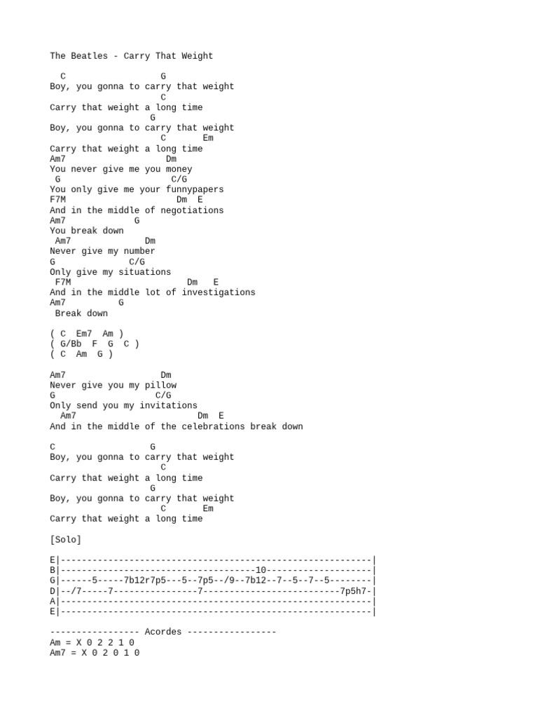 The Beatles - Carry That Weight | PDF