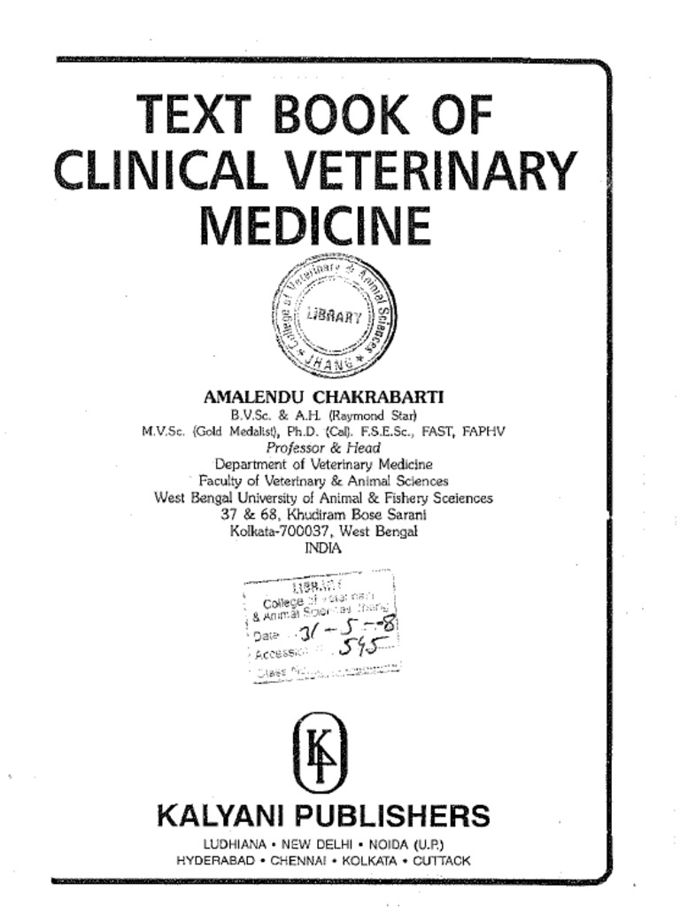 Textbook of Clinical Veterinary Medicine by Amalendu Chakrabarti | PDF