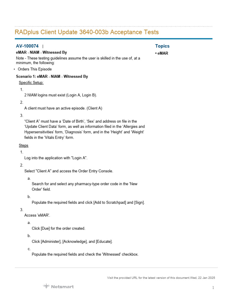 RADplus Client Update 3640-003b Acceptance Tests | PDF | Computing ...