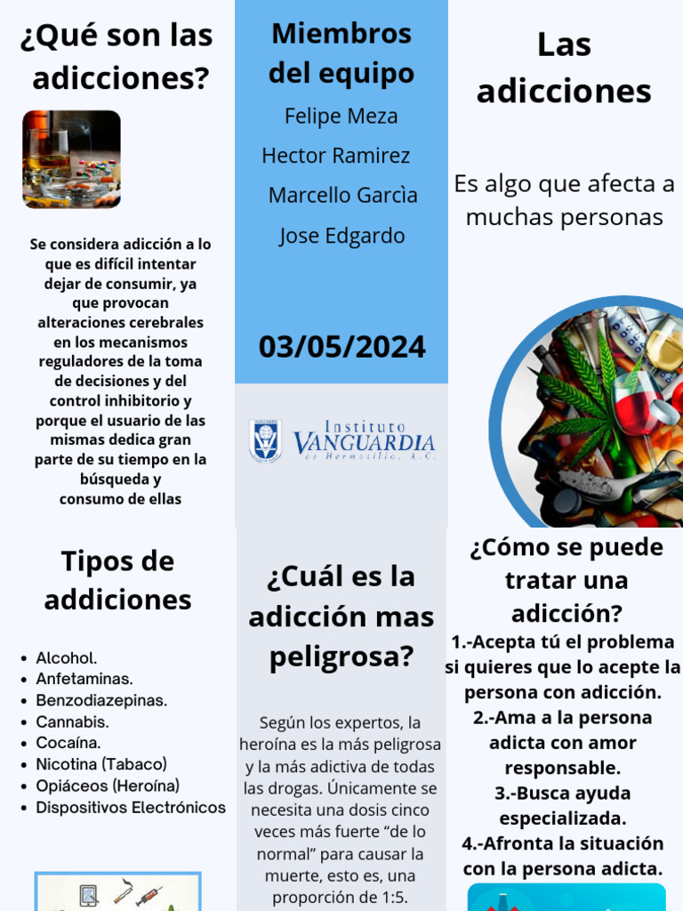Triptico Adicciones Vida Saludable | PDF