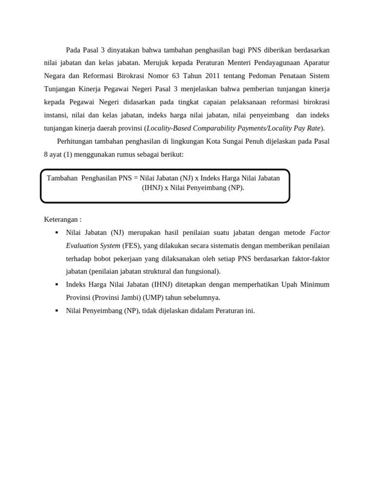 Cara Hitung Tambahan Penghasilan PNS | PDF