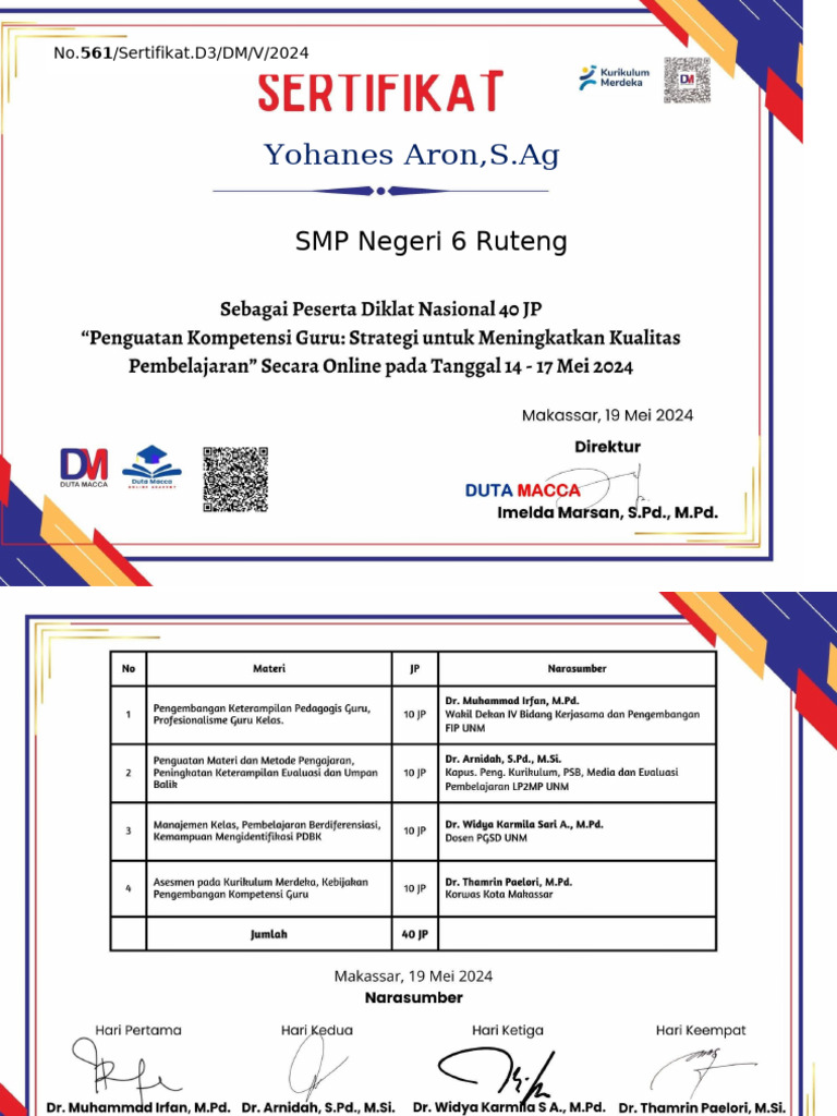 Sertifikat Yohanes Aron | PDF