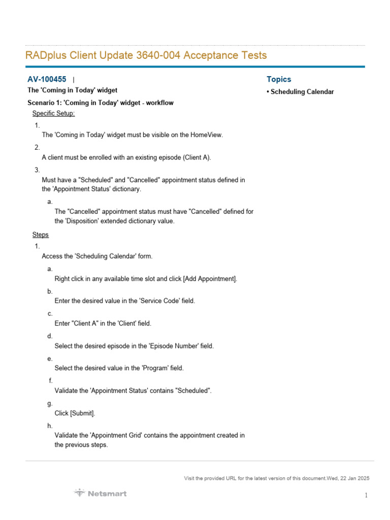 RADplus Client Update 3640-004 Acceptance Tests | PDF | System Software ...
