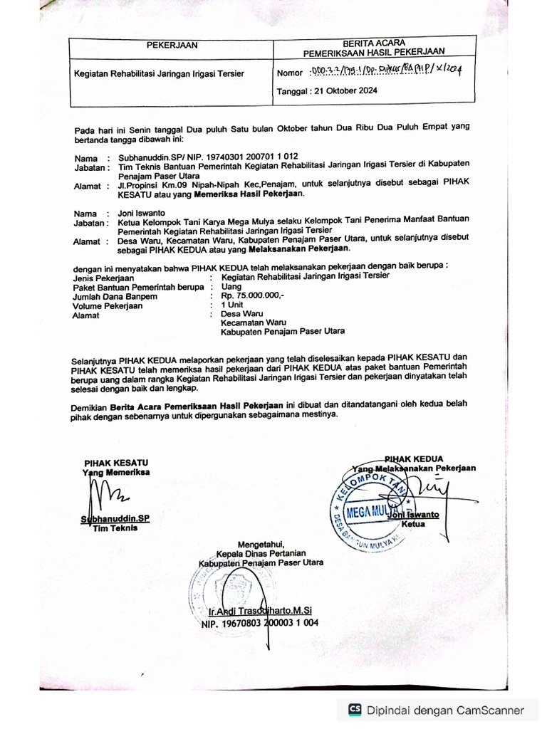 Bast - File - 1735259485 - BAST Mega Mulya | PDF