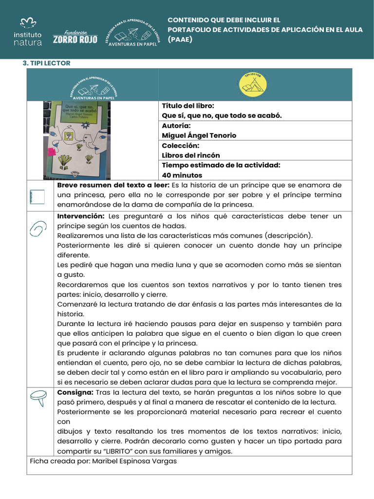 Ficha Tipi Lector Maribel Espinosa Vargas | PDF