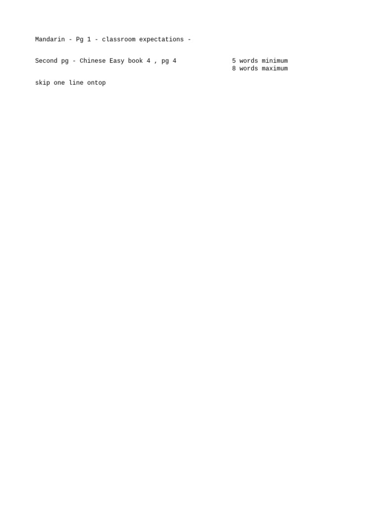 Mandarin - PG 1 - Classroom Expecta | PDF