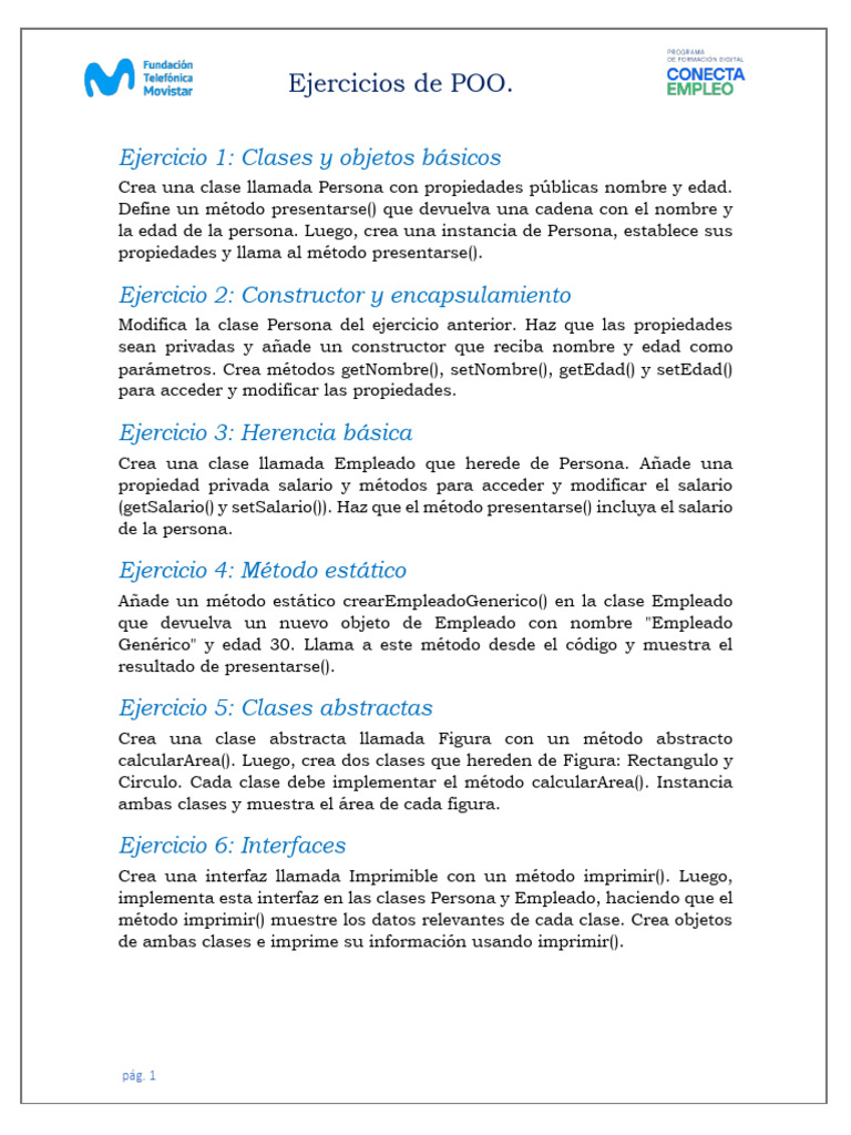 Ejercicios_POO | PDF | Método (programación de computadora) | Clase (Programación informática)