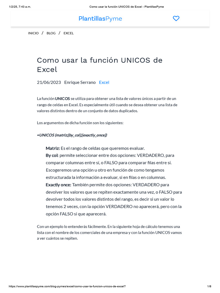 Cómo usar la función UNICOS en Excel | PDF | Microsoft Excel | Hoja de ...