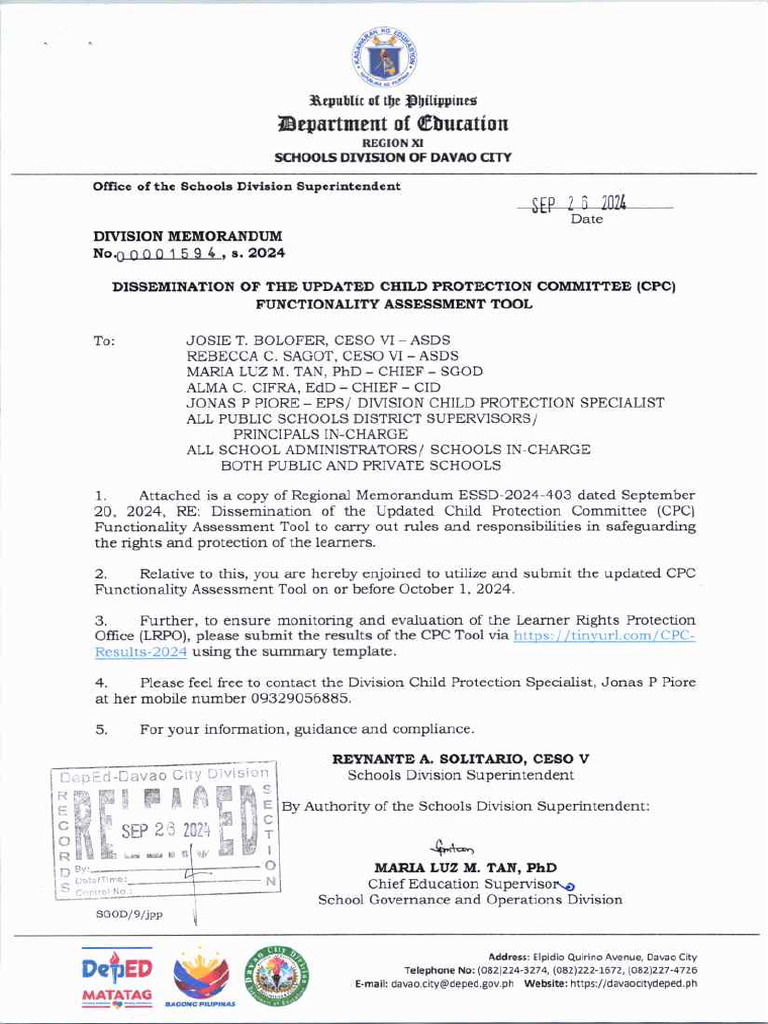 2024 DM No. 1594 Dissemination of The Child Protection Potection ...