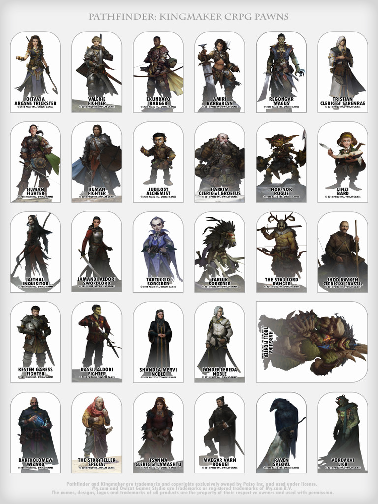 Pathfinder Kingmaker CRPG Pawns | PDF