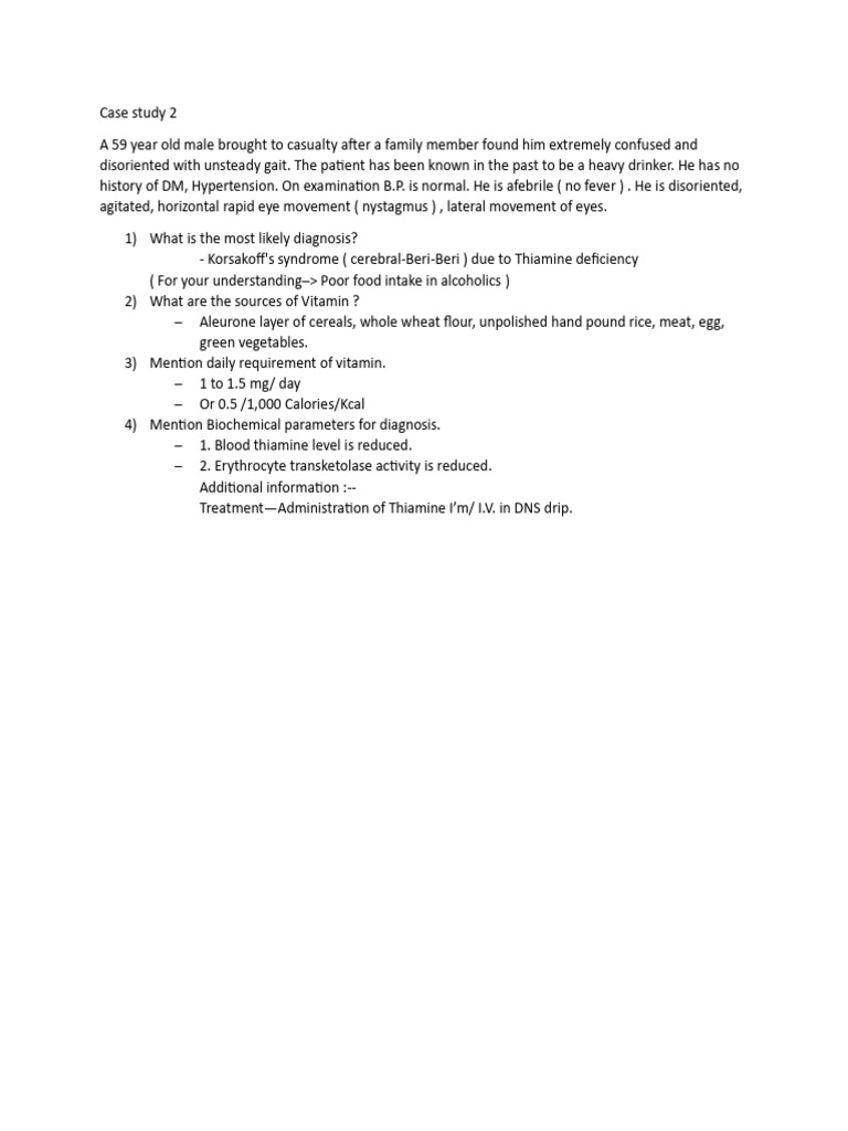 Korsakoff's Syndrome Case Study Analysis | PDF