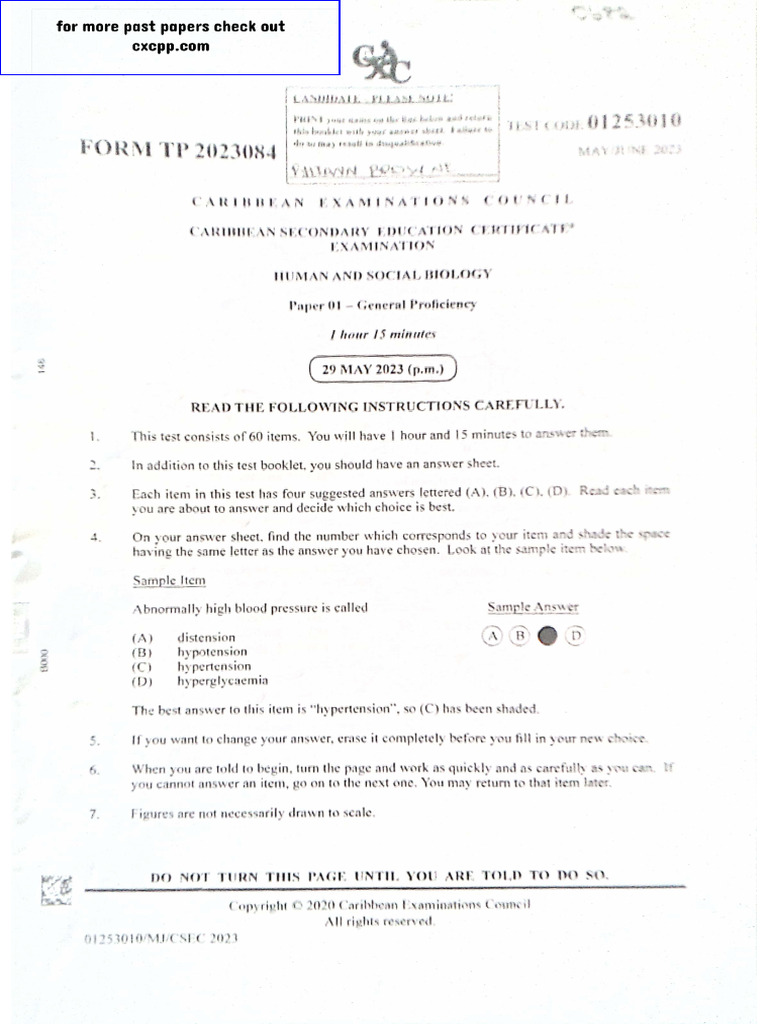 HSB Paper 1 2023-FBB0B | PDF