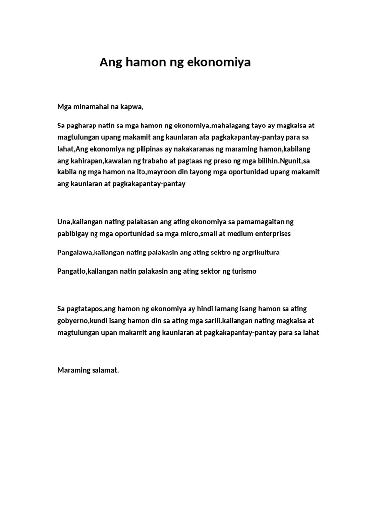 Ang Hamong NG Ekonomiya | PDF