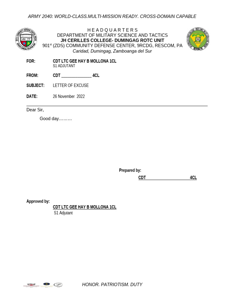 Rotc Letter 1 | PDF