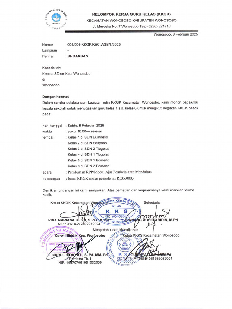 Undangan KKGK 8 Januari 2025 | PDF