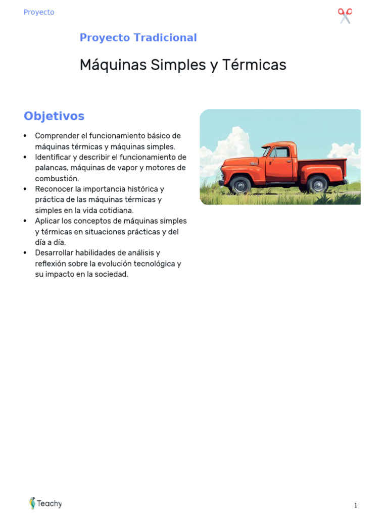 Máquinas Simples y Térmicas: Proyecto Educativo | PDF | Motores ...