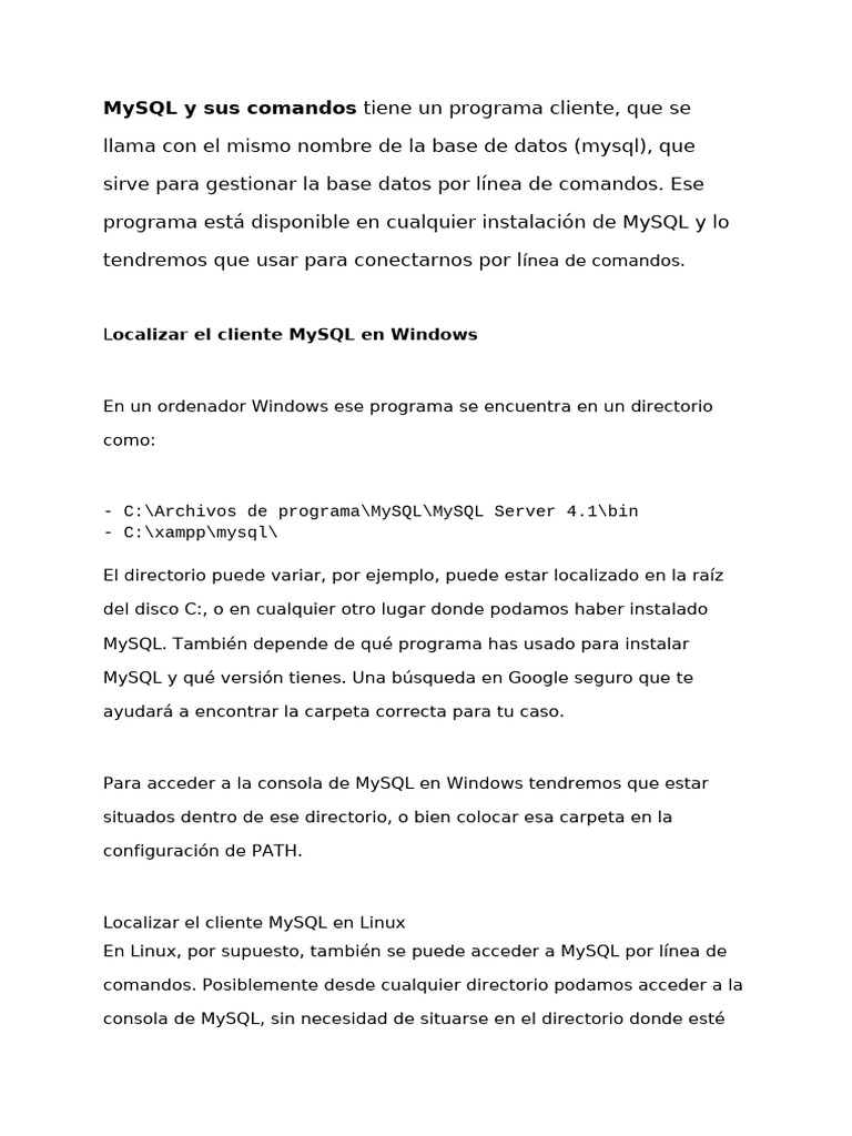 Comando de MSQL | PDF | Mi sql | SQL