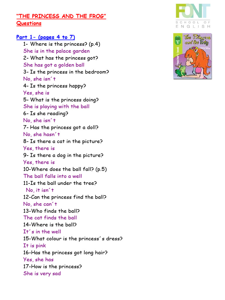 The Princess and The Frog - Questions Key | PDF | Literary Motifs ...