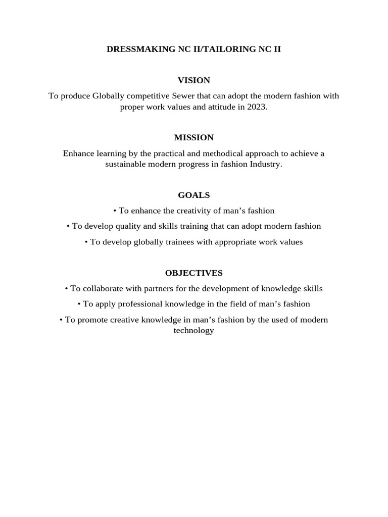 Dressmaking NC II | PDF