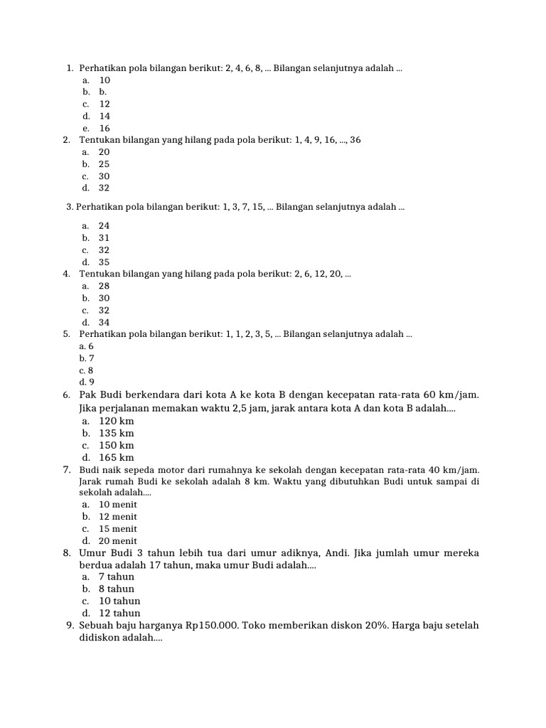 Tes Iq MTK SMP | PDF