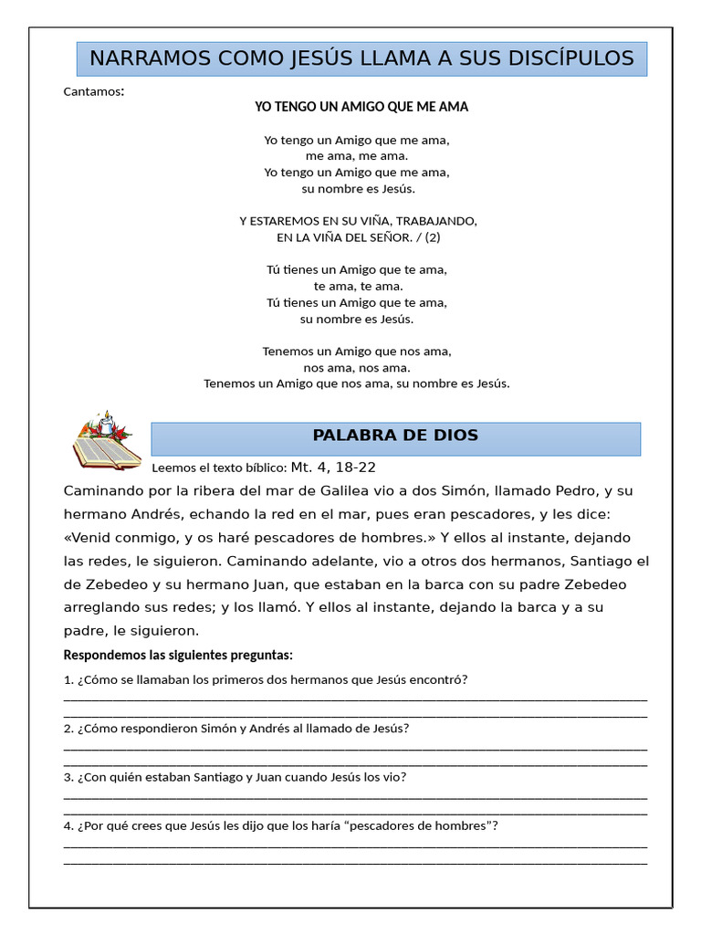 Ficha15 Narramos Como Jesús Llama A Sus Discípulos | PDF | Jesús | Juan ...