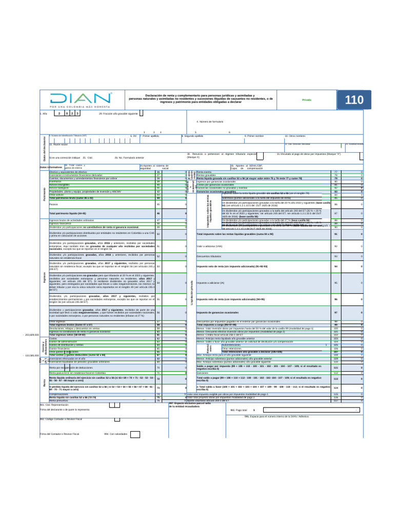 Anexo - Formulario 110 | PDF | Impuestos | Sector privado