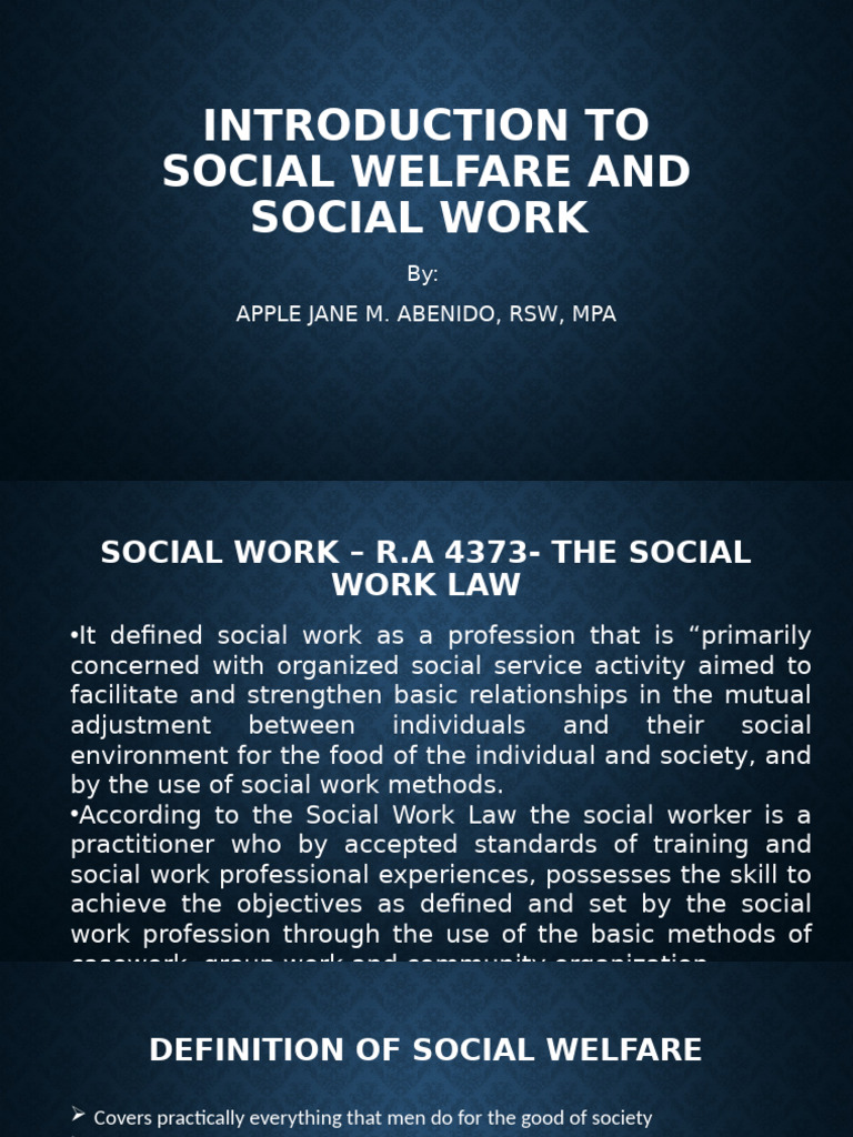 Introduction To Social Welfare and Social Work | PDF | Social Work | Family
