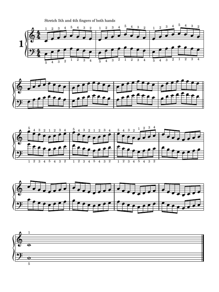 Junior Hanon Part 1 - Exercise 1 To 20 Unfiinished | PDF