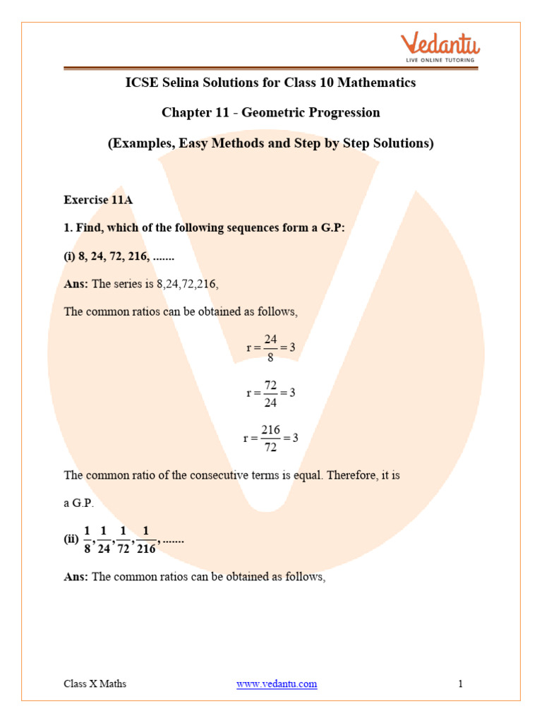 Selina Concise Mathematics Class 10 ICSE Solutions For Chapter 11 ...