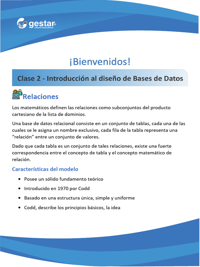CLASE 2 - Diseno de Bases de Datos | PDF | SQL | Bases de datos