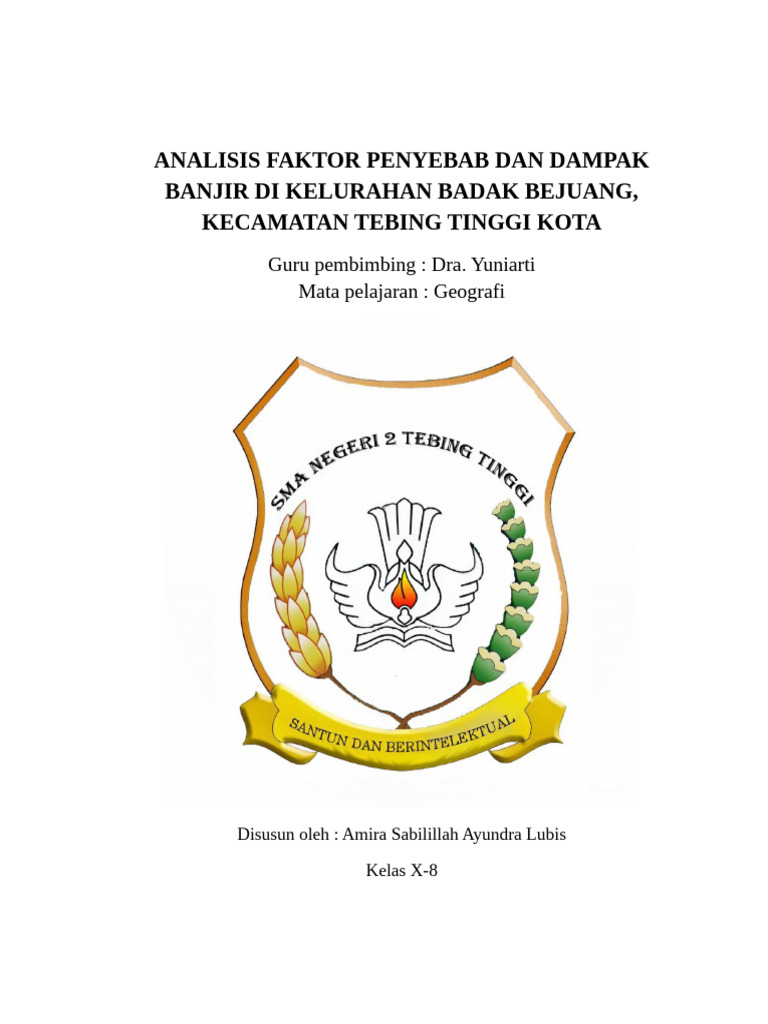 Analisis Faktor Penyebab Dan Dampak Banjir Di Kelurahan Badak Bejuang | PDF