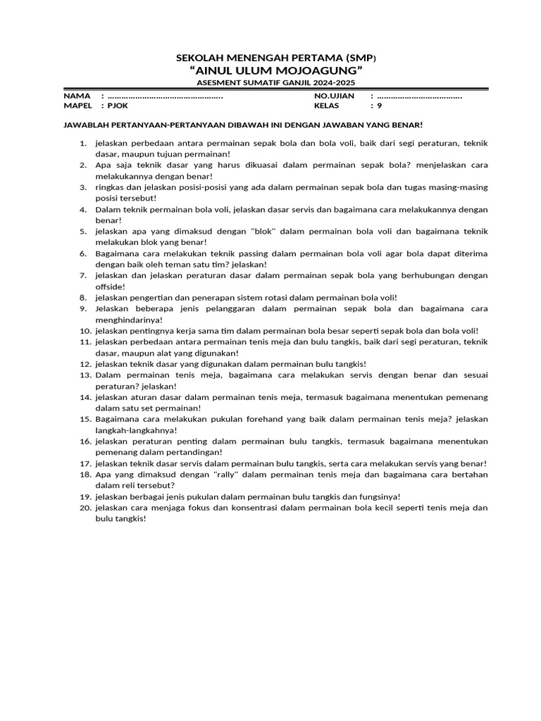 Perbedaan Teknik dan Aturan Voli vs Bulu Tangkis | PDF