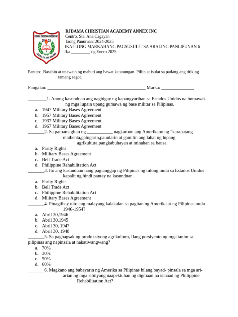 Examination Grade6 | PDF