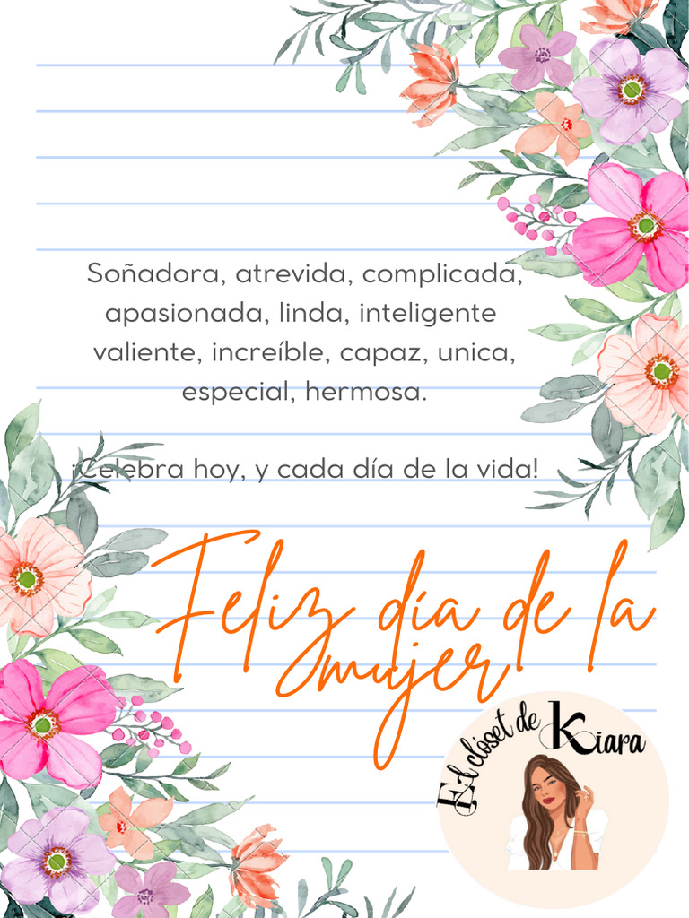 Carta feliz día de la mujer ilustrada naranja y rosa_20250308_115220_0000 | PDF