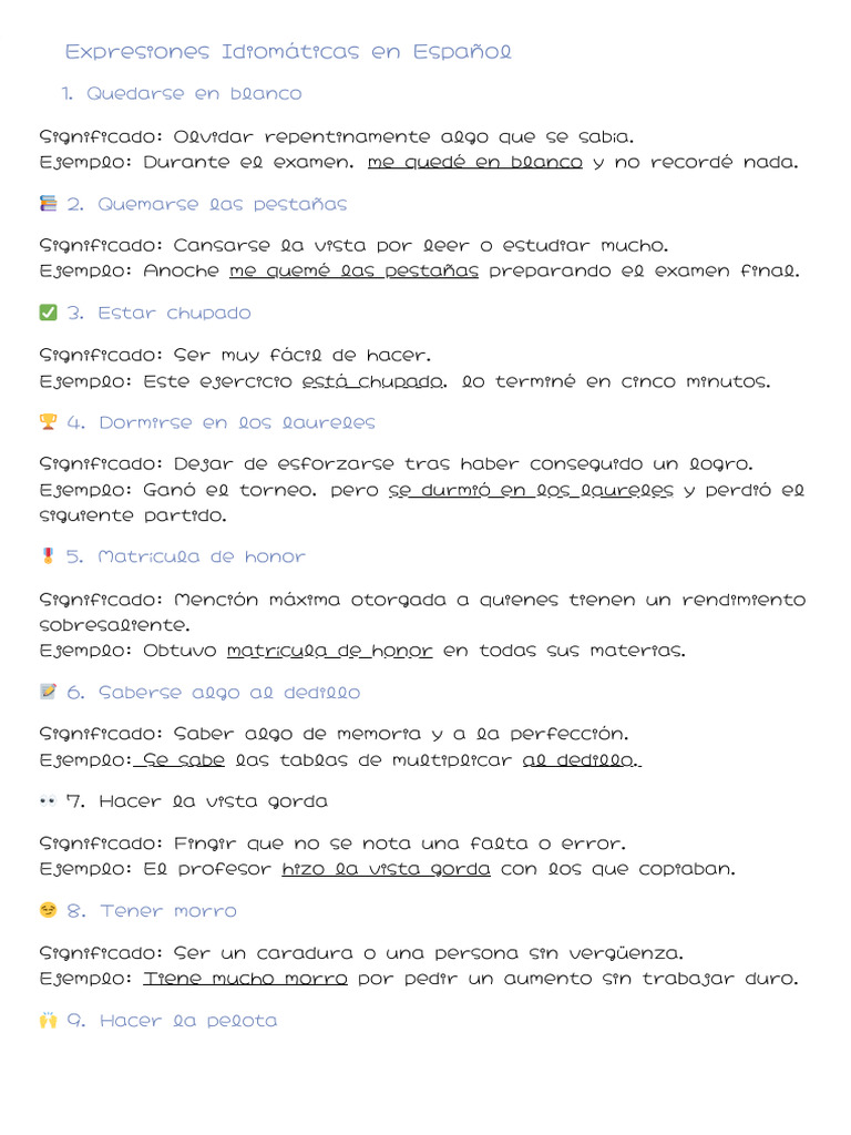 Expresiones Idiomáticas en Español | PDF
