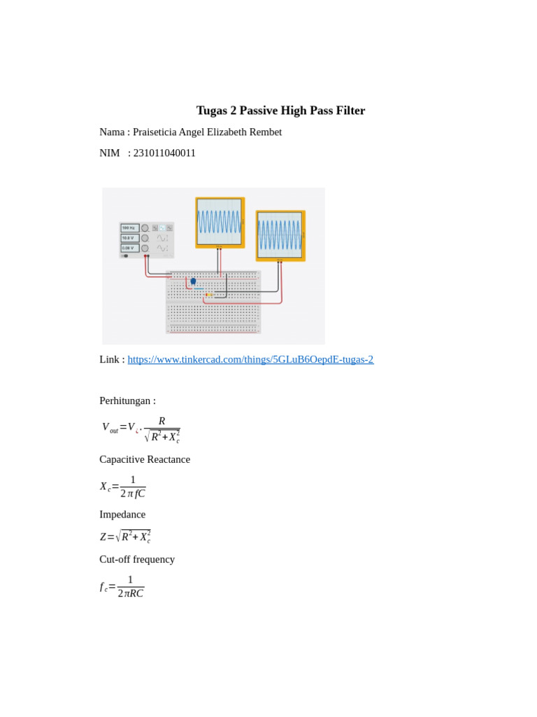 Tugas 2 Passive High Pass Filter | PDF