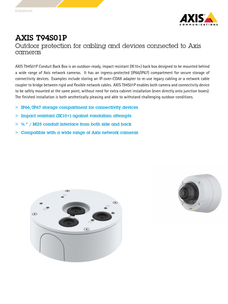 Datasheet Axis t94s01p en US 351704 | PDF | Manufactured Goods | Equipment