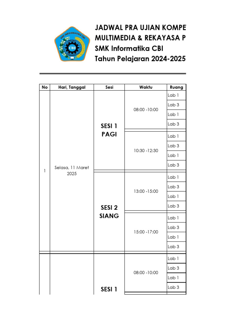 Jadwal, Absen Hadir Panitia _ PengujI UKK 2025 | PDF