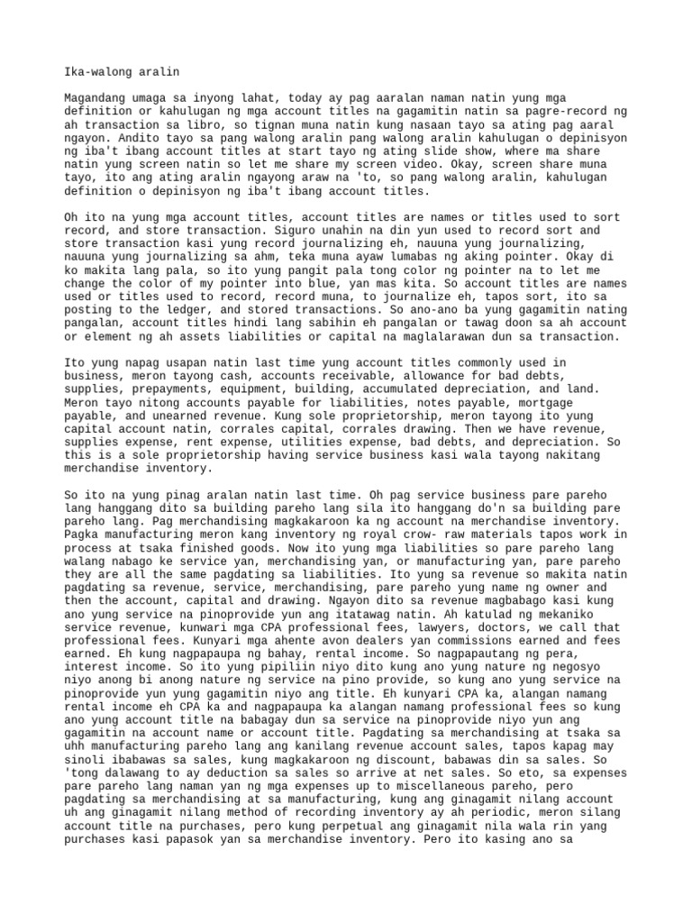 Ika-Walong Aralin | PDF | Depreciation | Dividend