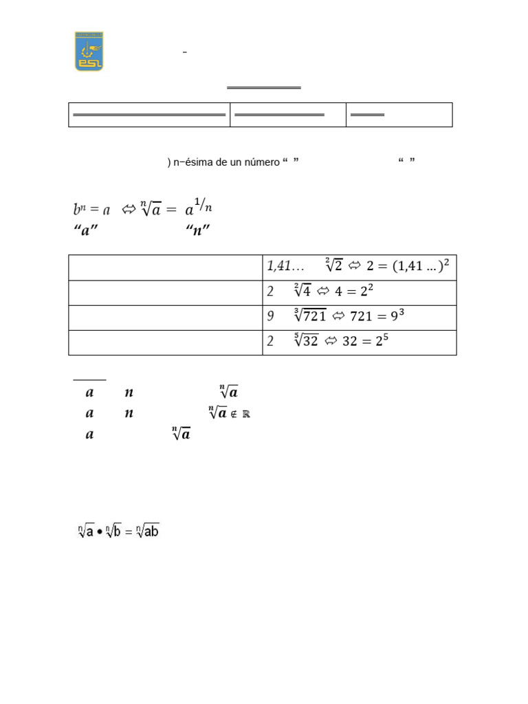 Matemática 2° Guía Raíces | PDF | Exponenciación | Raíz cuadrada