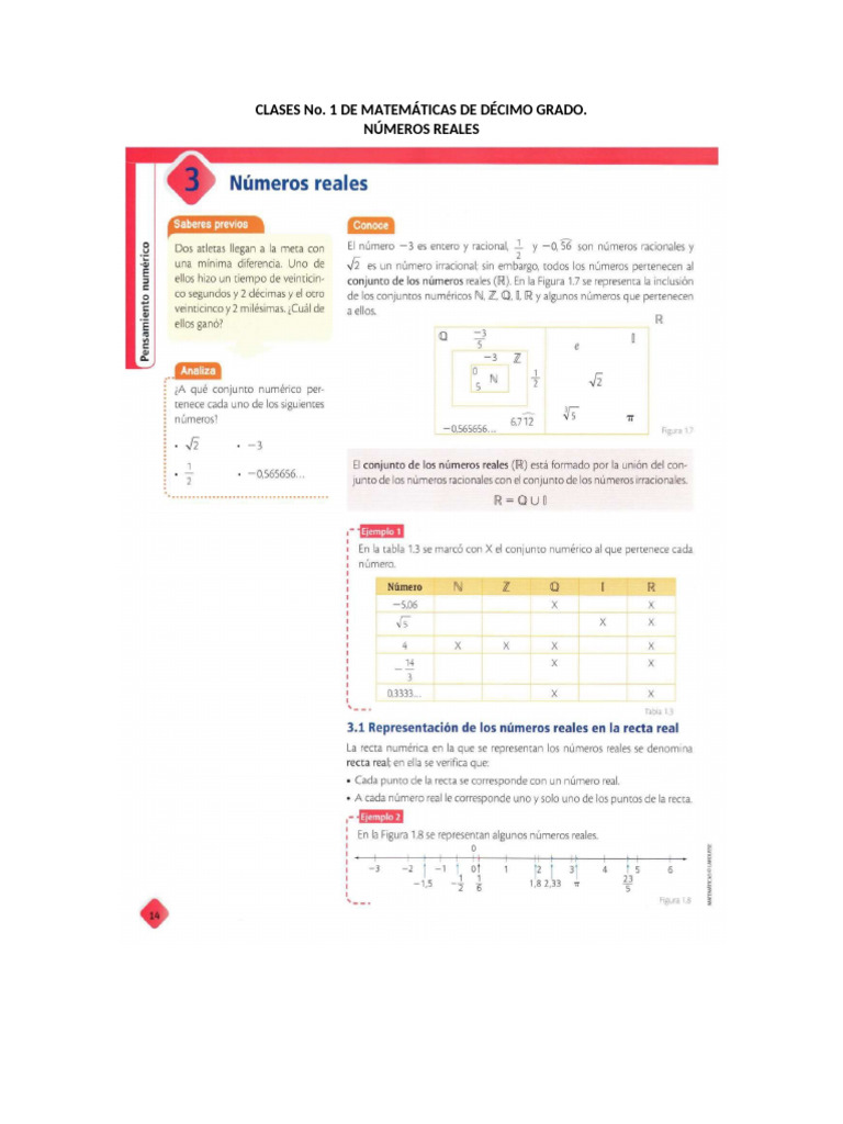 Matemáticas Décimo Grado: Números Reales | PDF | Matemáticas ...