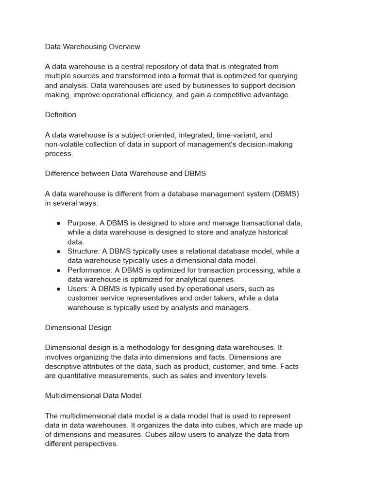 Data Warehousing | PDF | Data Warehouse | Information Science