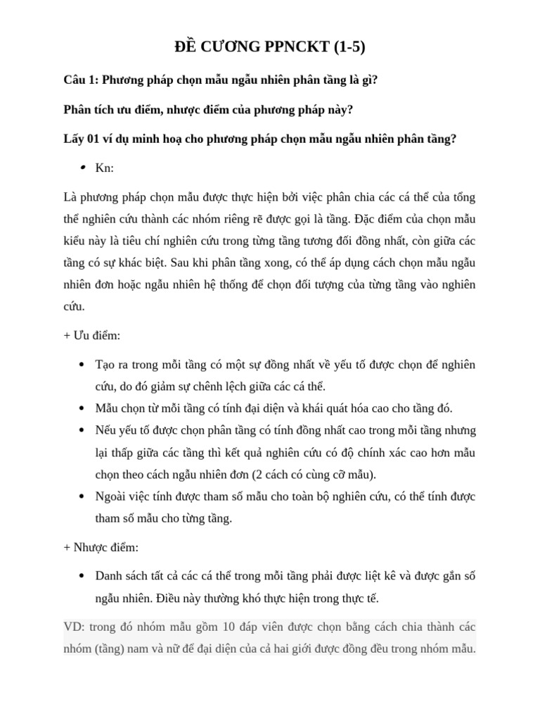 ĐỀ CƯƠNG PPNCKT 1 5 | PDF