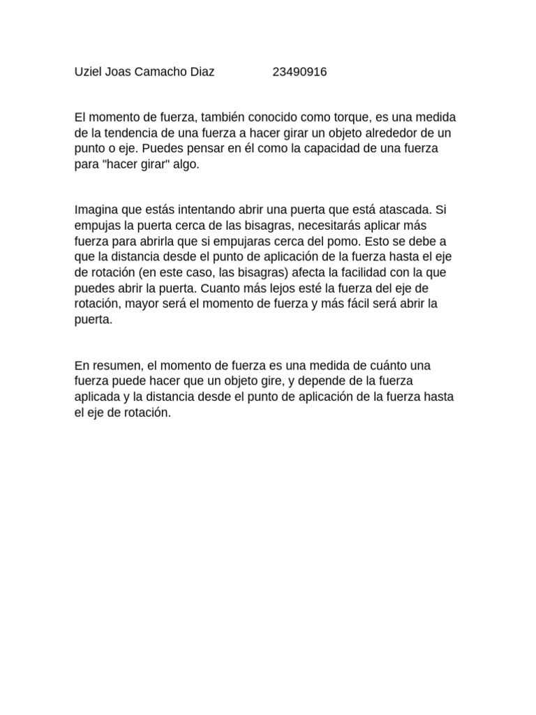 Momento de Fuerza | PDF