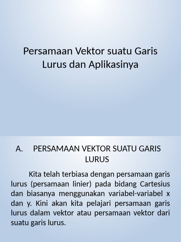 Persamaan Vektor Garis Lurus | PDF
